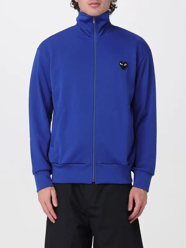 Play Comme Des Garcon High-neck Zipped Logo Sweatshirt - Navy