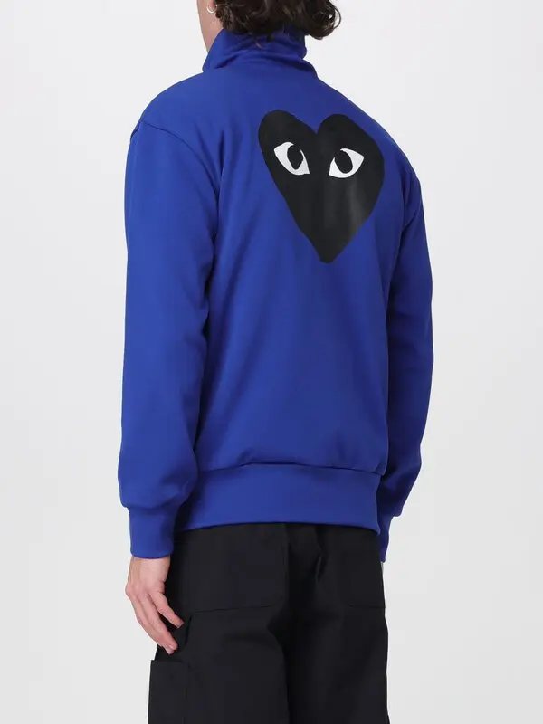 Play Comme Des Garcon High-neck Zipped Logo Sweatshirt - Navy