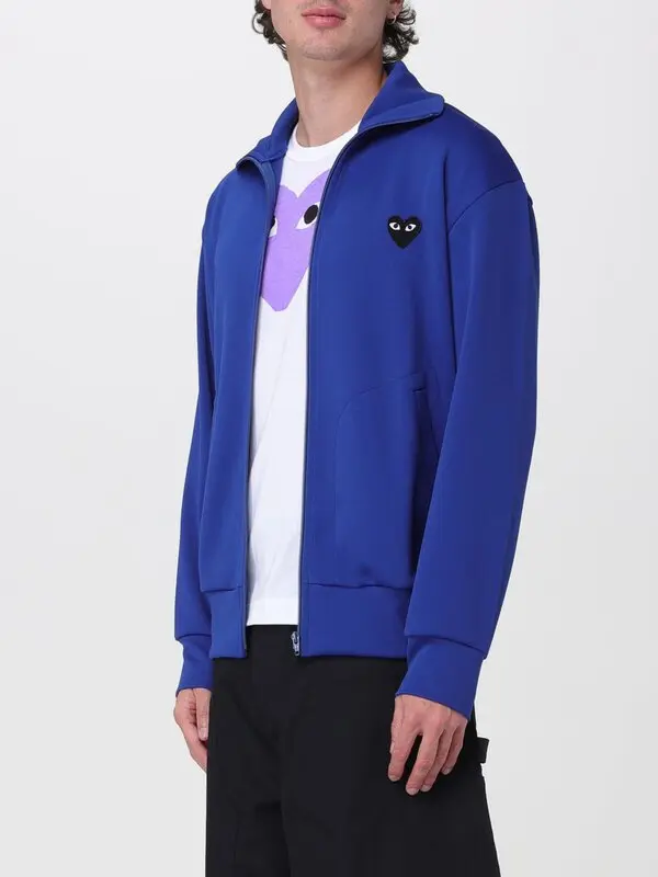 Play Comme Des Garcon High-neck Zipped Logo Sweatshirt - Navy