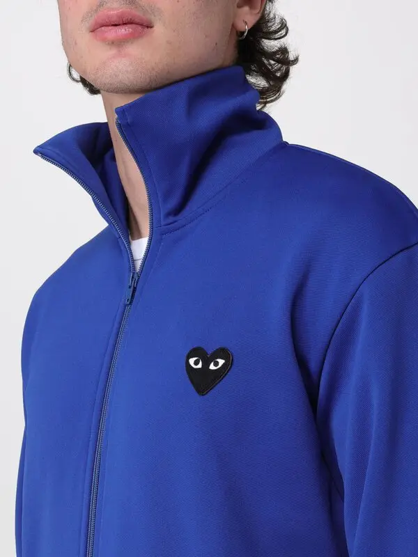 Play Comme Des Garcon High-neck Zipped Logo Sweatshirt - Navy