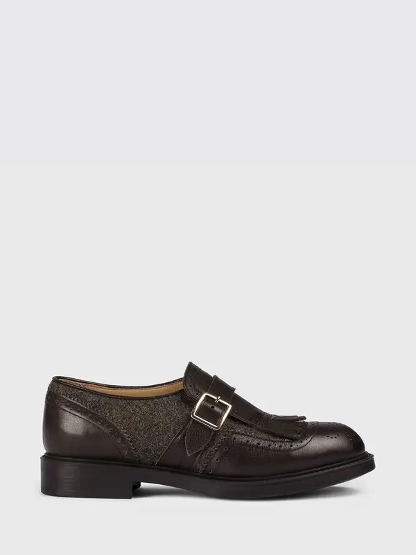 DOUCAL'S Monk Strap Oxford Shoes With Fringing - Mahogany