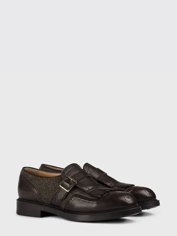 DOUCAL'S Monk Strap Oxford Shoes With Fringing - Mahogany