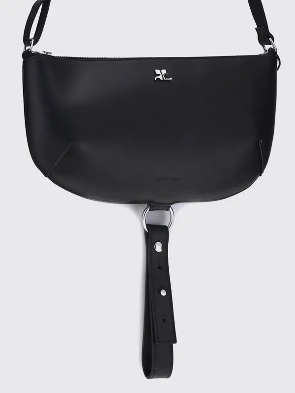 COURREGES Leather Crossbody Bag - Black