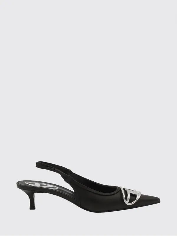 DIESEL® Slingback Pumps With Silver-tone Detailing - Black