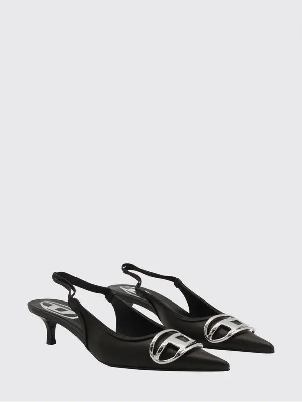DIESEL® Slingback Pumps With Silver-tone Detailing - Black