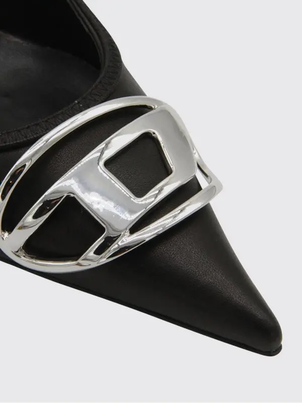 DIESEL® Slingback Pumps With Silver-tone Detailing - Black
