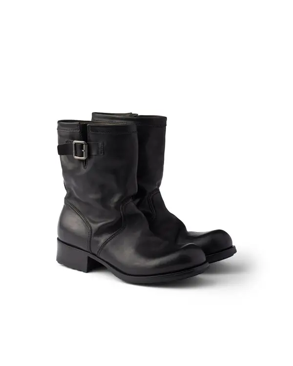 Prada Leather Mid-calf Boots - Black