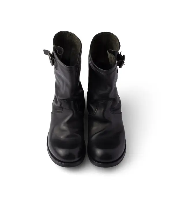 Prada Leather Mid-calf Boots - Black