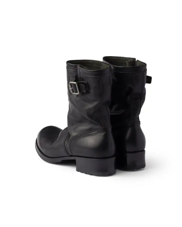 Prada Leather Mid-calf Boots - Black
