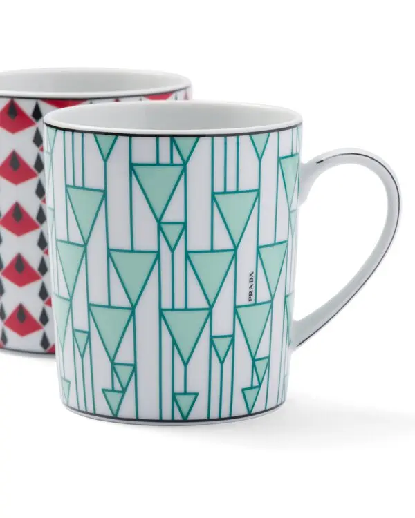 Prada Set Of Two Porcelain Mugs