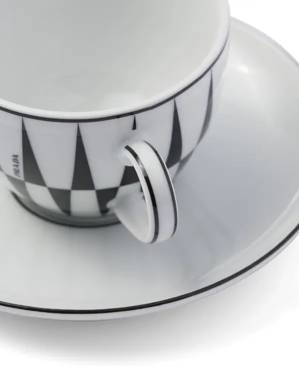 Prada Set Of Four Porcelain Espresso Cups Stripes