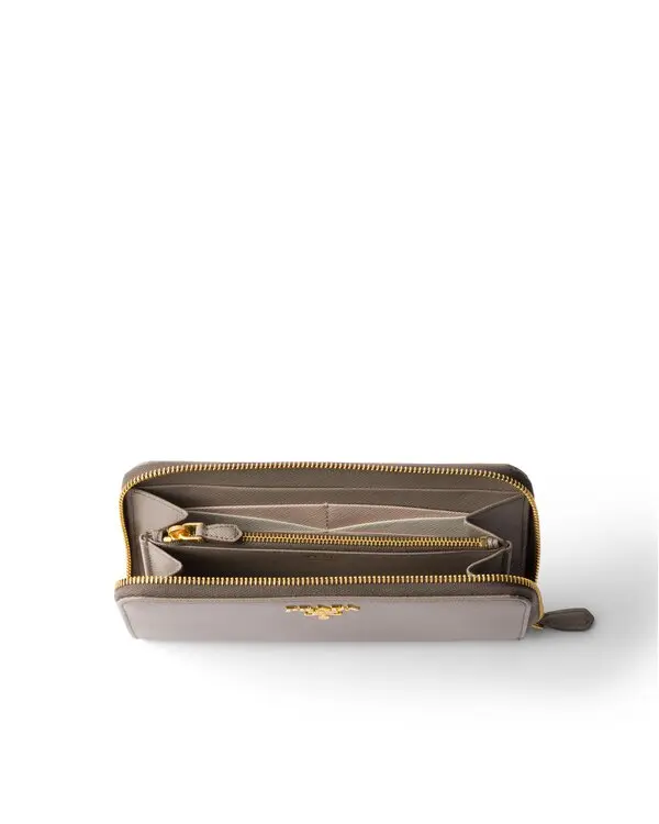 Prada Large Saffiano Leather Wallet - Grey