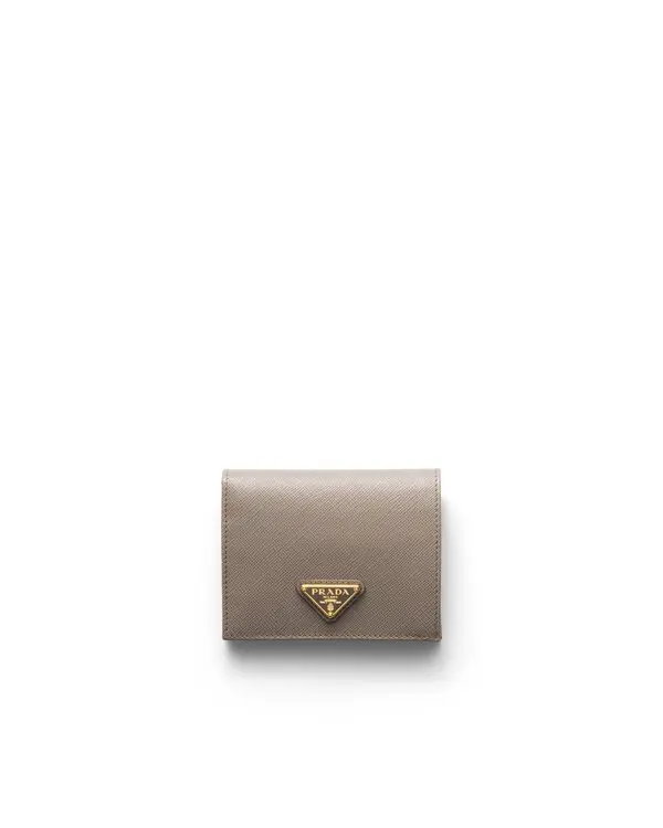 Prada Small Saffiano Leather Wallet - Grey