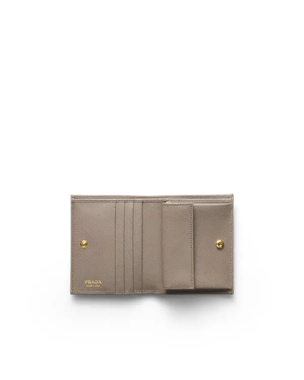 Prada Small Saffiano Leather Wallet - Grey