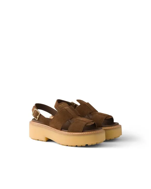 Prada Suede Sandals - Brown