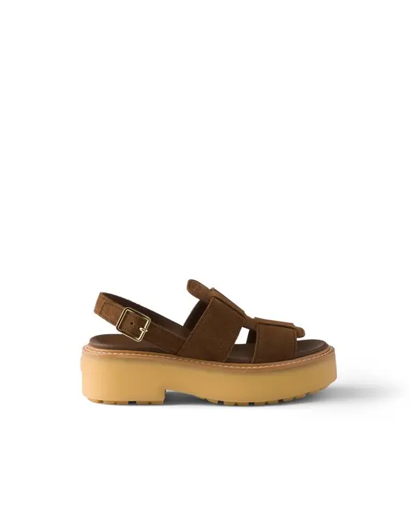 Prada Suede Sandals - Brown