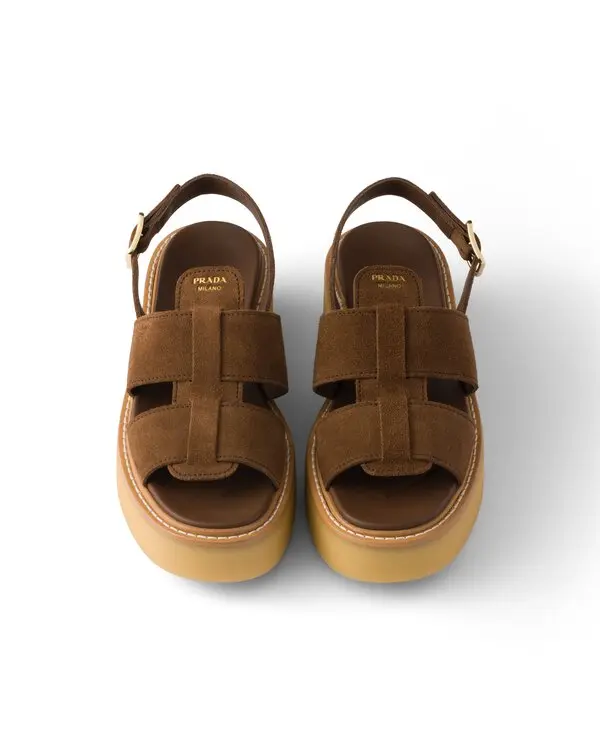 Prada Suede Sandals - Brown