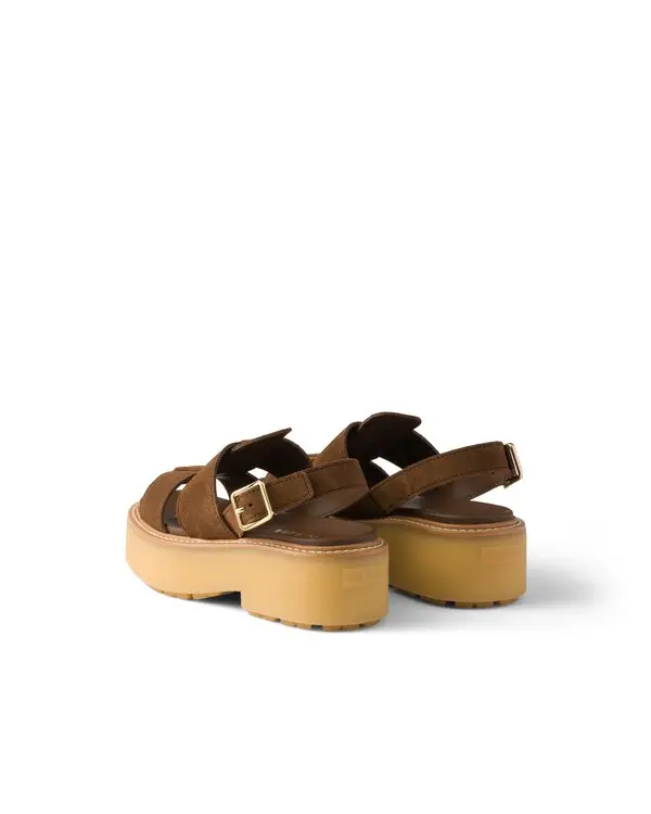 Prada Suede Sandals - Brown
