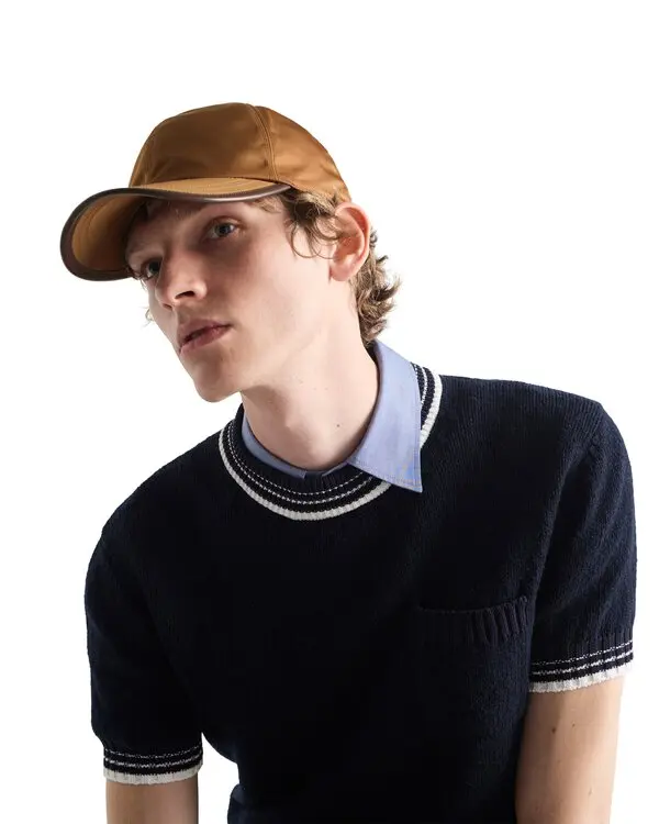 Prada Re-nylon And Leather Baseball Cap - Brown