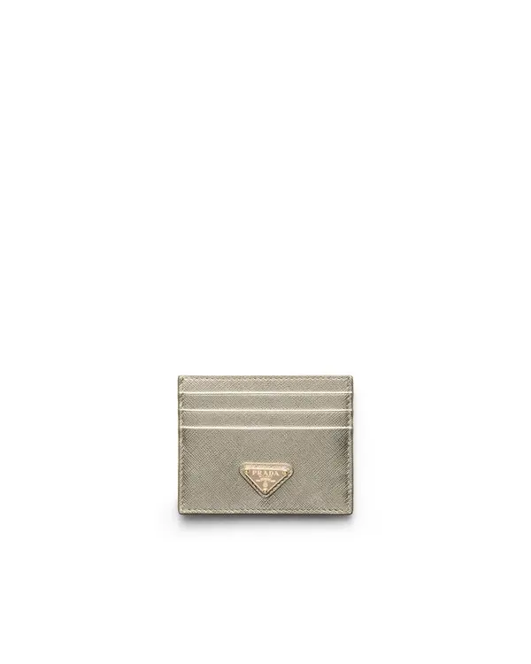 Prada Saffiano Leather Card Holder - Gold/silver