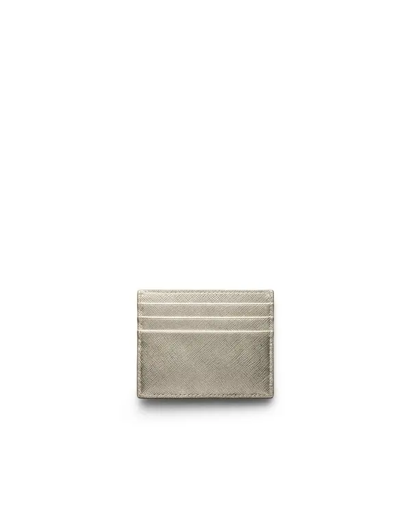 Prada Saffiano Leather Card Holder - Gold/silver
