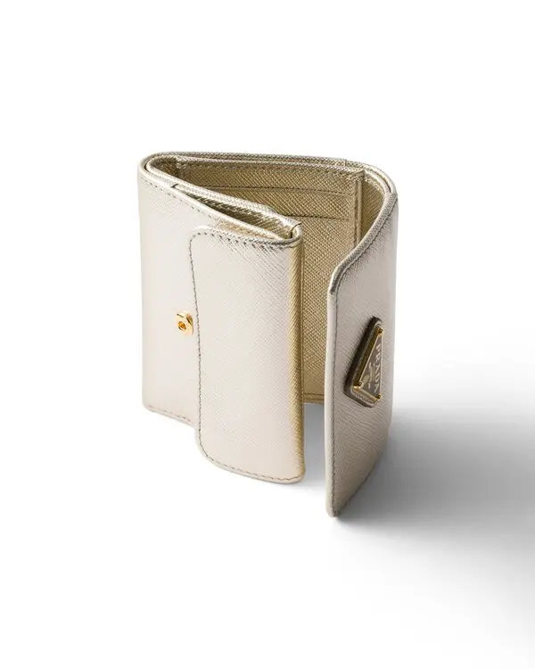 Prada Small Saffiano Leather Wallet - Gold/silver