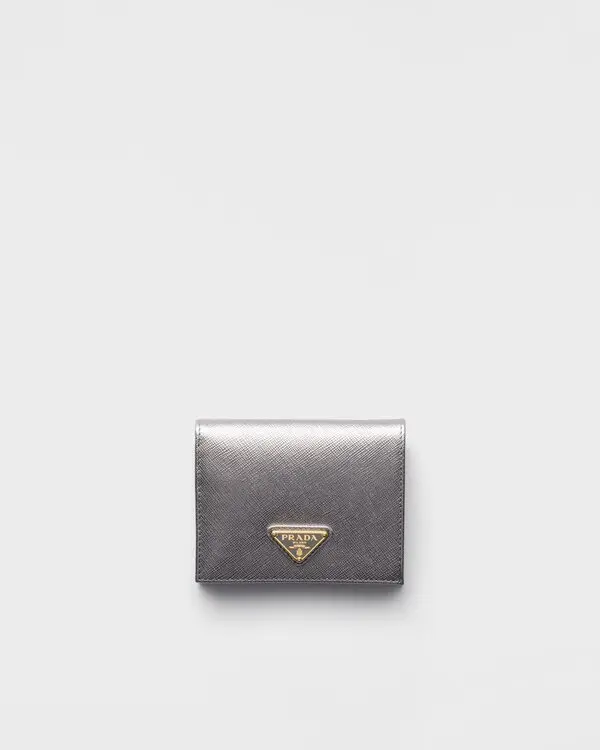 Prada Small Saffiano Leather Wallet - Chrome
