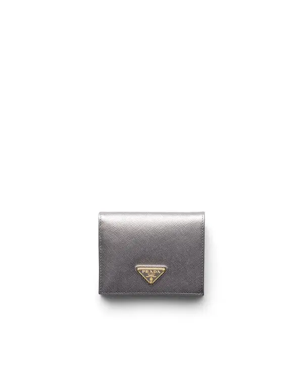 Prada Small Saffiano Leather Wallet - Gold/silver