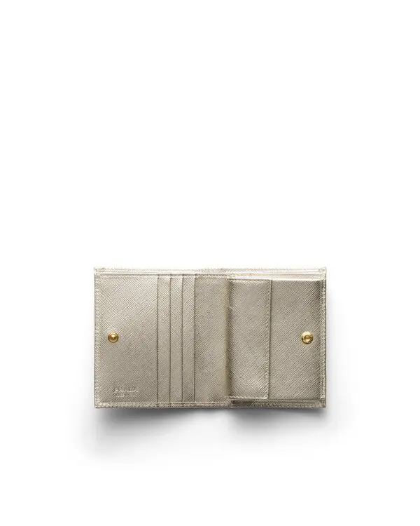 Prada Small Saffiano Leather Wallet - Gold/silver
