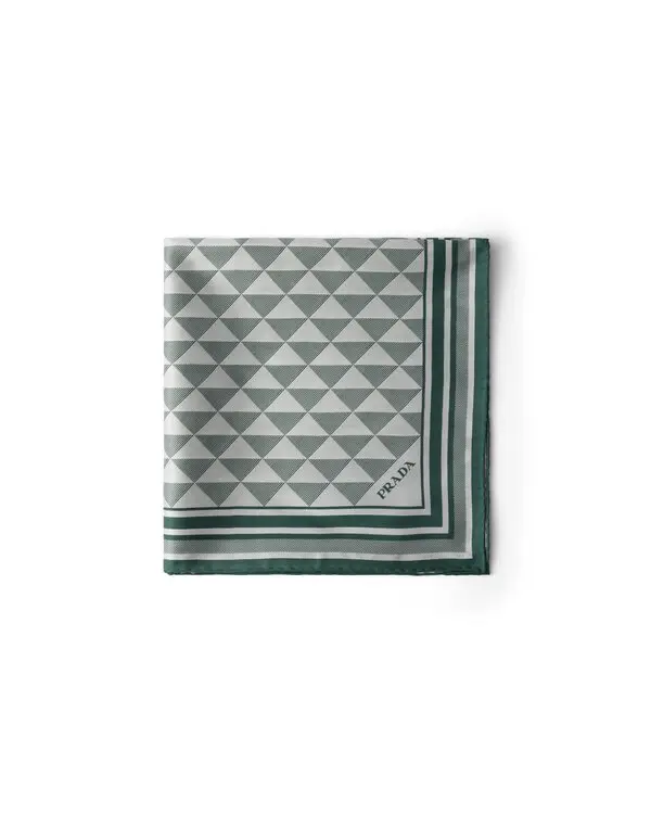 Prada Jacquard Silk Scarf 90x90 - Green