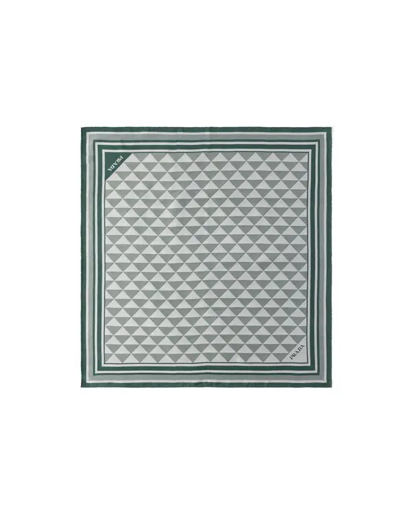 Prada Jacquard Silk Scarf 90 - Green