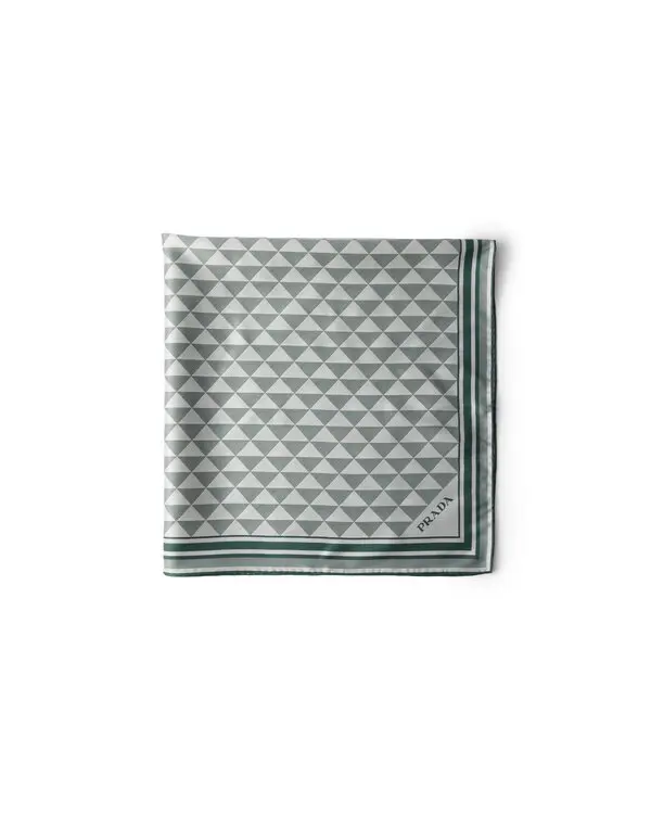 Prada Jacquard Silk Scarf 55 - Green
