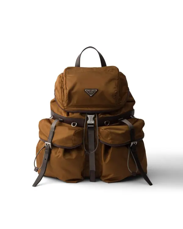 Prada Re-nylon And Leather Backpack - Brown