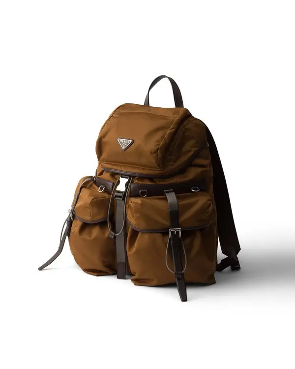 Prada Re-nylon And Leather Backpack - Brown