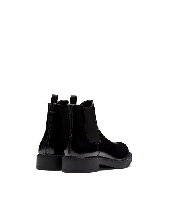 Prada Brushed Leather Chelsea Boots - Black