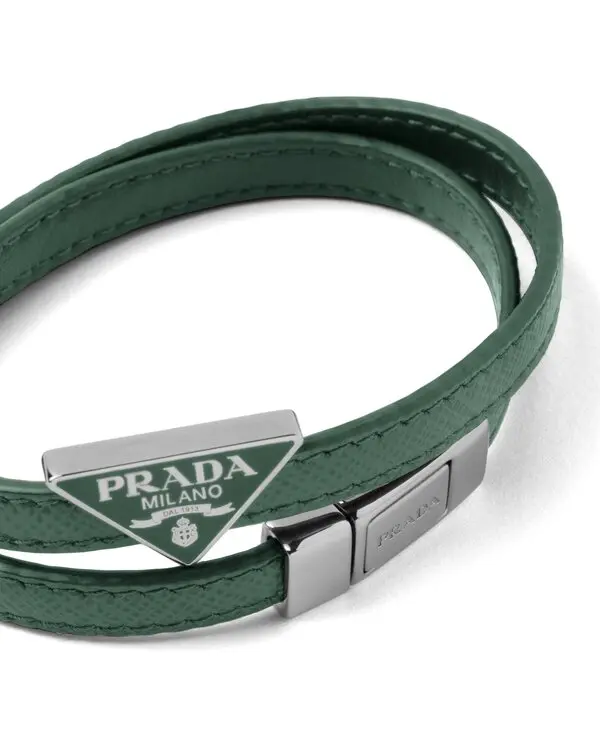 Prada Saffiano Leather Bracelet - Green