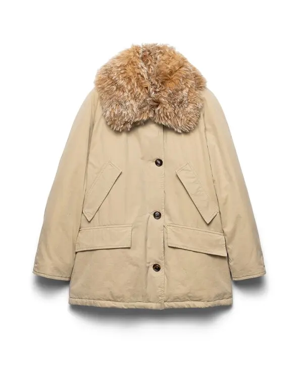 Prada Medium-weight Old Panama Cotton Down Jacket - Neutral