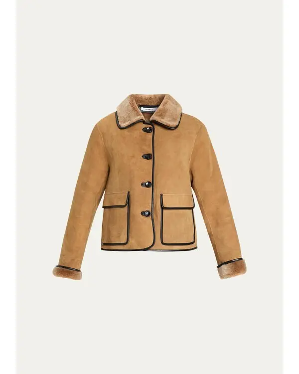 Fleurette Shearling Barn Jacket - Saddle