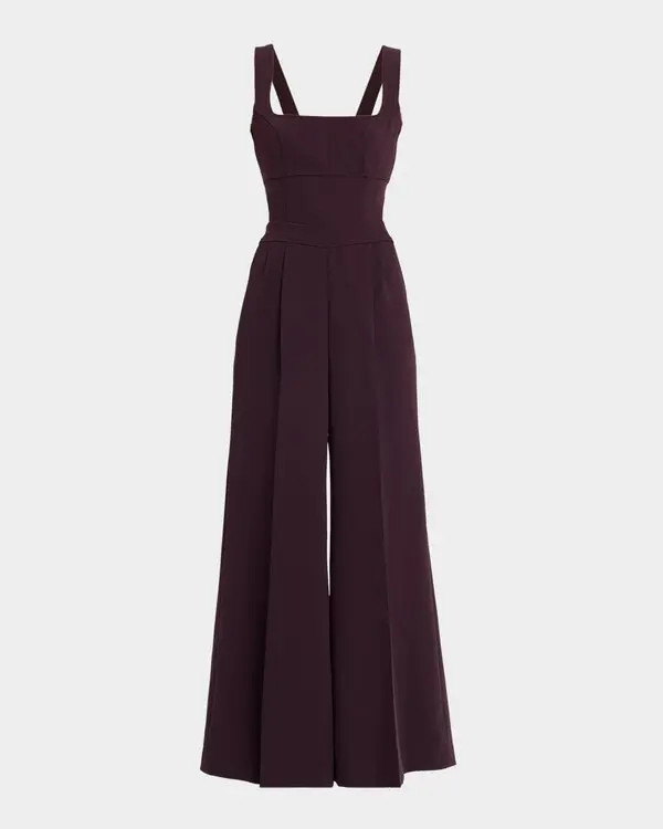 REISS Woven Twill Cutout Jumpsuit - Burgundy