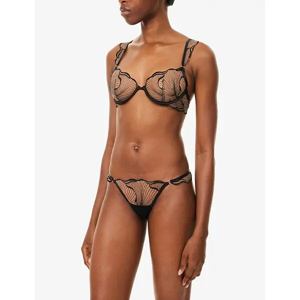 Bluebella Marabel Embroidered Sheer Lace Bra - Black/sheer