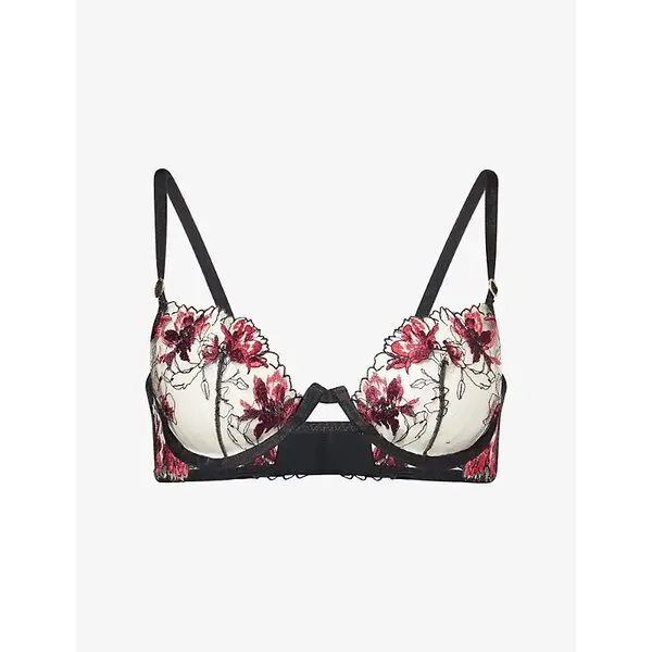 Bluebella Calista Underwired Lace Bra - Black/ Cherry Lacquer