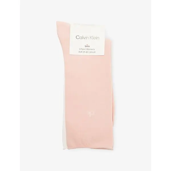 Calvin Klein Rolltop Stretch-cotton Socks Pack - Pink