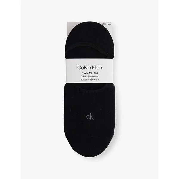 Calvin Klein Logo No-show Stretch-cotton Socks - Black
