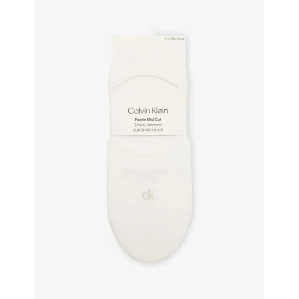 Calvin Klein Logo No-show Stretch-cotton Socks - White