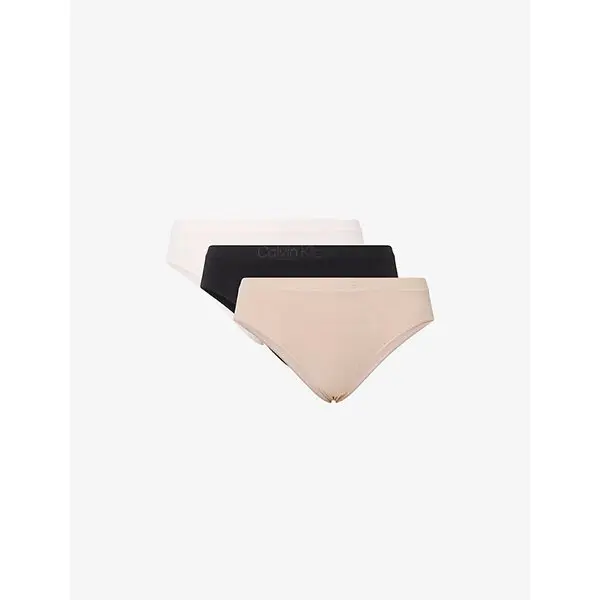 Calvin Klein Bonded Flex Seamless Pack Of Three Bikini Briefs - Blk/cedar/e/shell