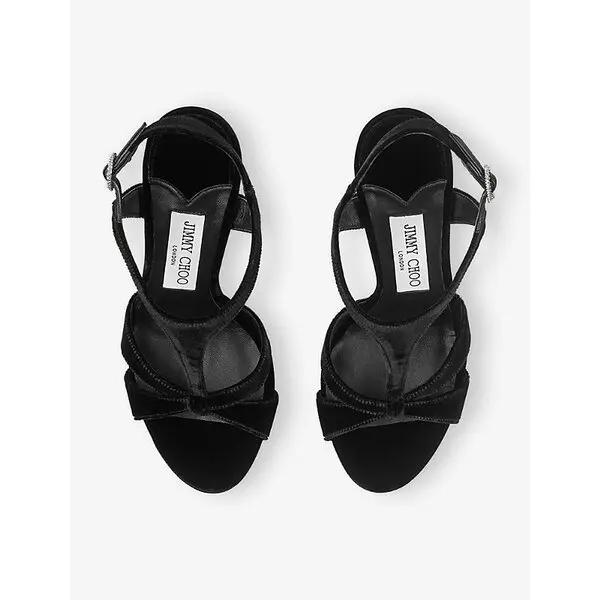 JIMMY CHOO Kesia 120 Velvet Platform Sandals - Black