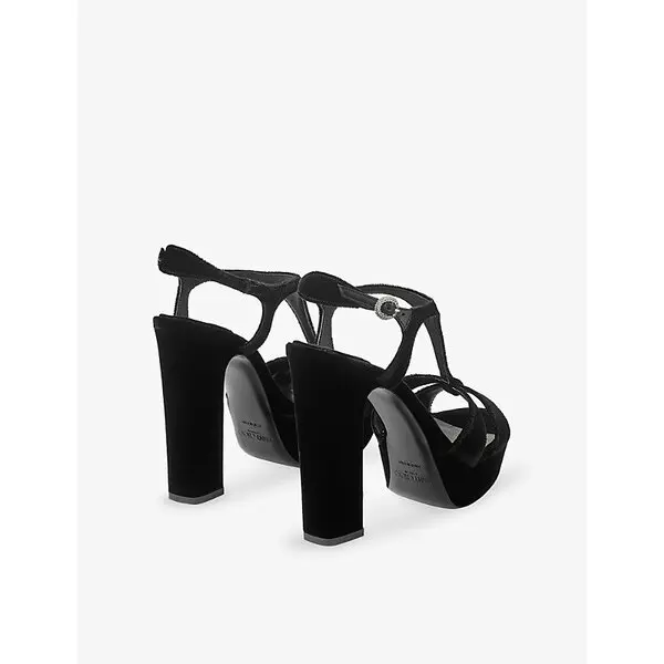 JIMMY CHOO Kesia 120 Velvet Platform Sandals - Black