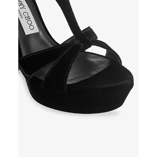 JIMMY CHOO Kesia 120 Velvet Platform Sandals - Black