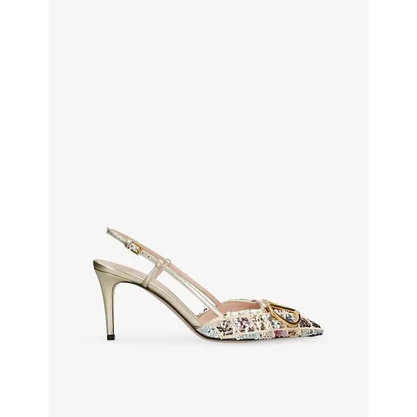 Valentino Garavani Vlogo Signature 80 Sequin-embellished Slingback Pumps - Mult/other