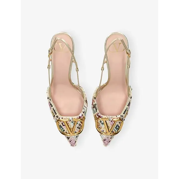 Valentino Garavani Vlogo Signature 80 Sequin-embellished Slingback Pumps